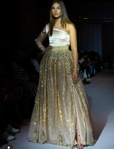 MIRAGE-Satin Sequin Overlay Gown – Dell Scott Collection